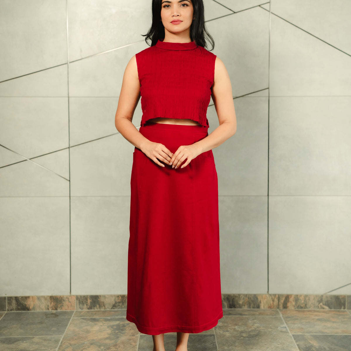 Red Smocked Top - Sleeveless Cotton Top for Women | Alka Hari – Alka ...