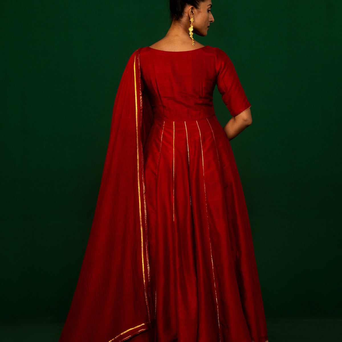 Ruby Red Silk Anarkali For Women – Available Worldwide – Alka Hari Pvt Ltd