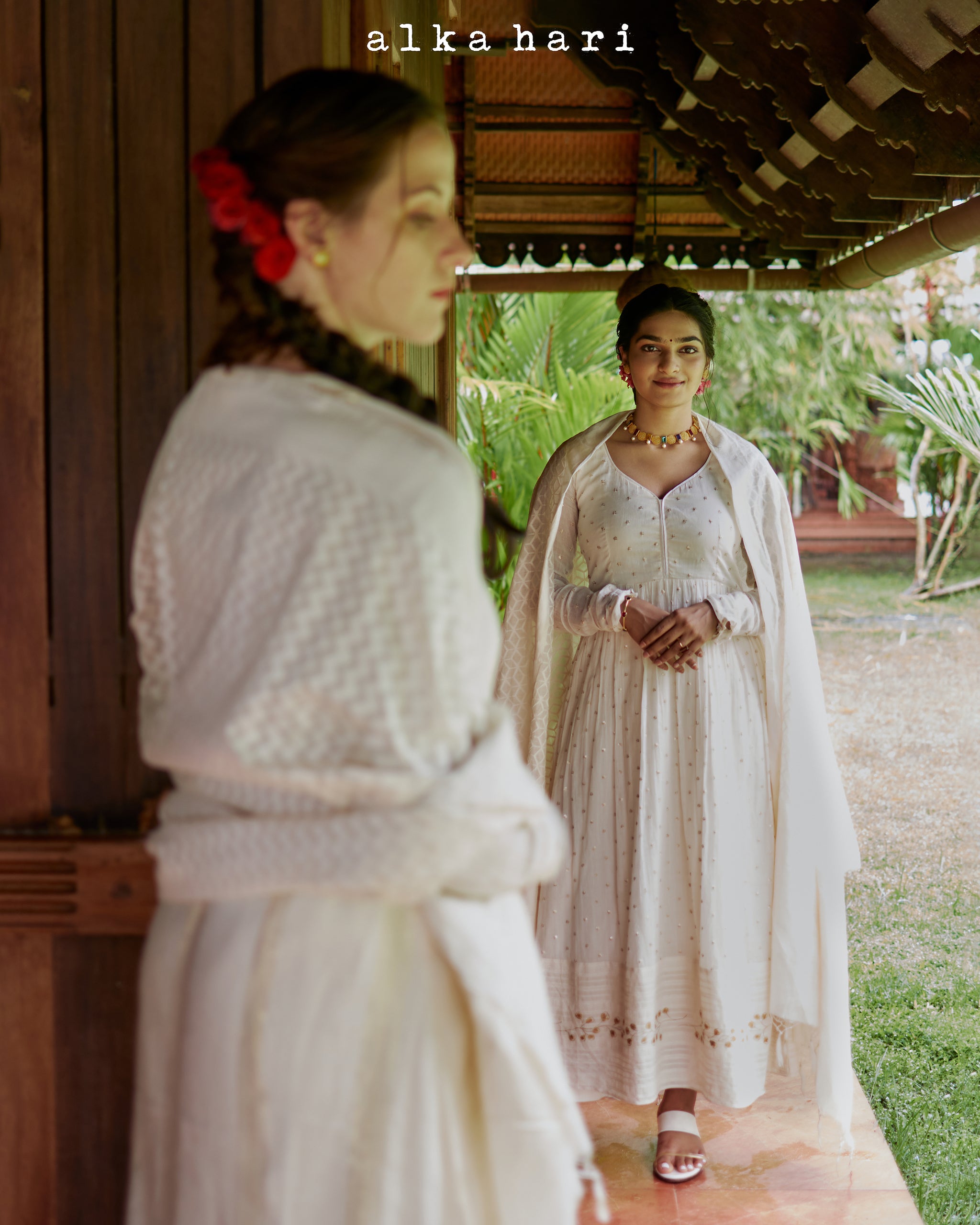 Sequin anarkali with hand painted border – Alka Hari Pvt Ltd